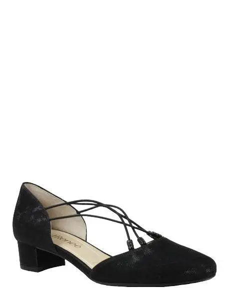 J. Reneé Elastic D'orsay Pumps - Black Glitter Fabric