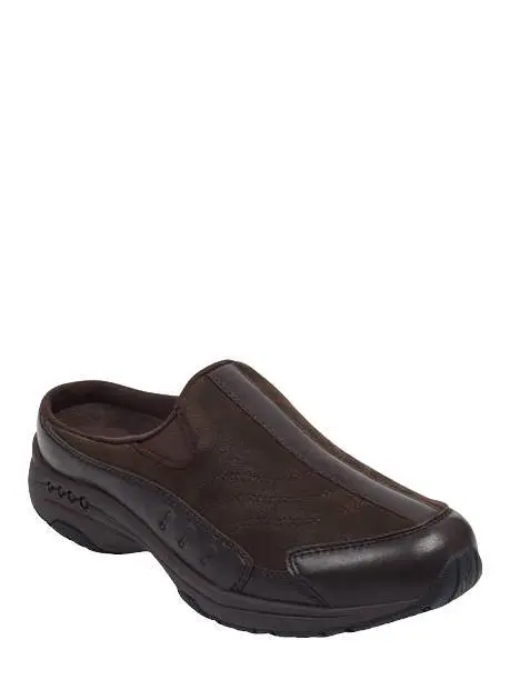 Easy Spirit Traveltime Clog Sneaker - Dark Brown Leather