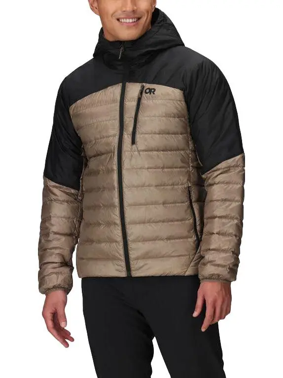OUTDOOR RESEARCH Helium Water-resistant Hooded Down Jacket - Sable/black