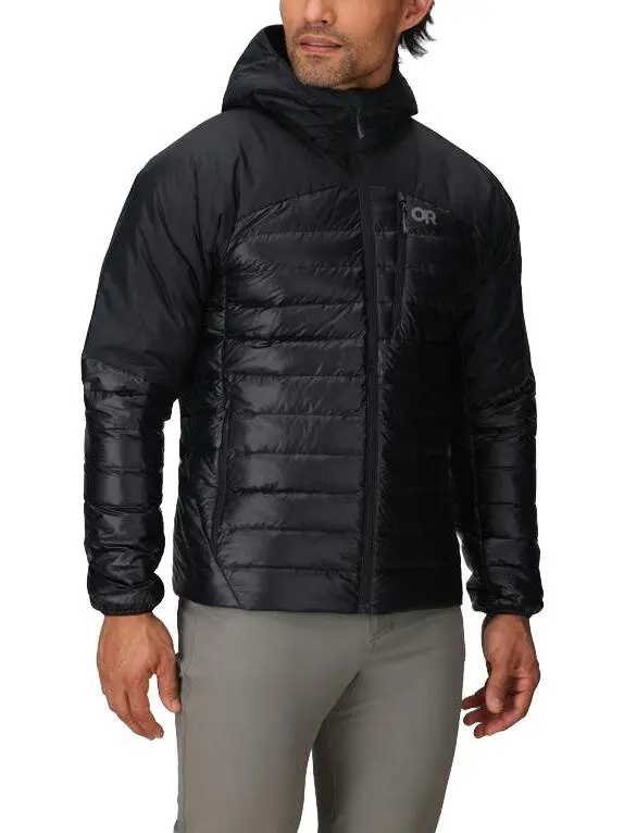 OUTDOOR RESEARCH Helium Water-resistant Hooded Down Jacket - Solid Black