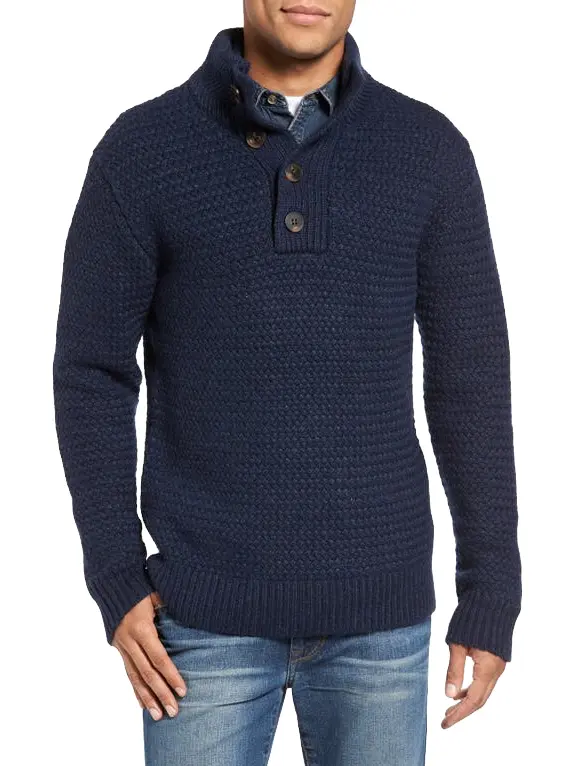 SCHOTT Military Henley Sweater - Navy