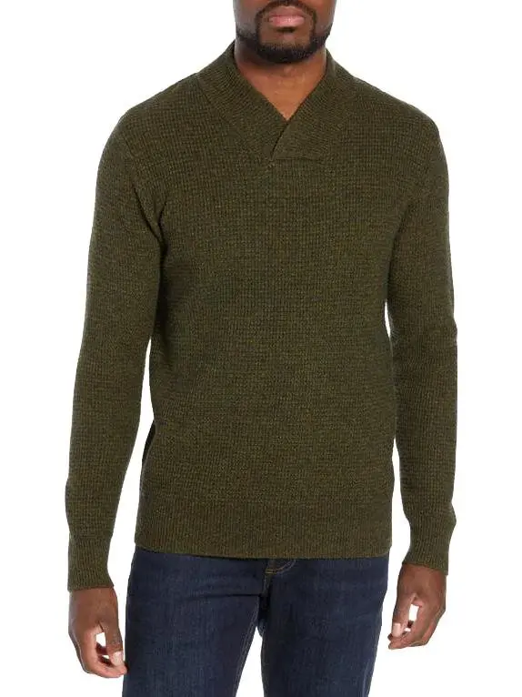 SCHOTT Waffle Knit Wool Blend Pullover - Moss Green