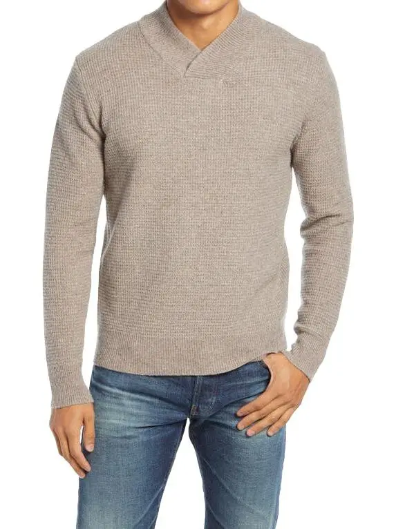 SCHOTT Waffle Knit Wool Blend Pullover - Taupe