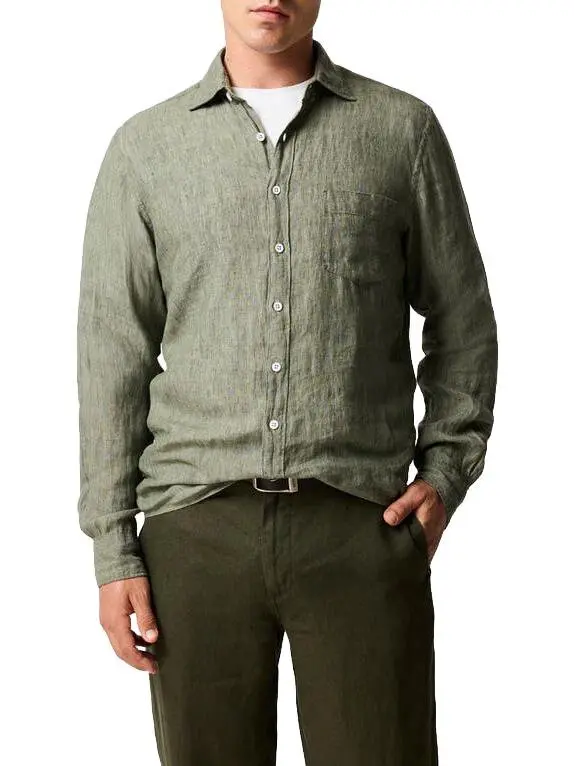Rodd & Gunn Coromandel Button-up Linen Shirt - Kelp