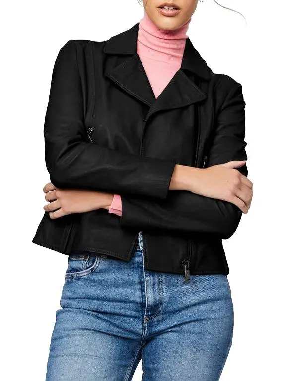 Bernardo Leather Moto Jacket - Black