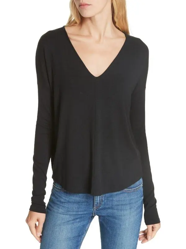 Rag & Bone The Knit Long Sleeve Tee - Black