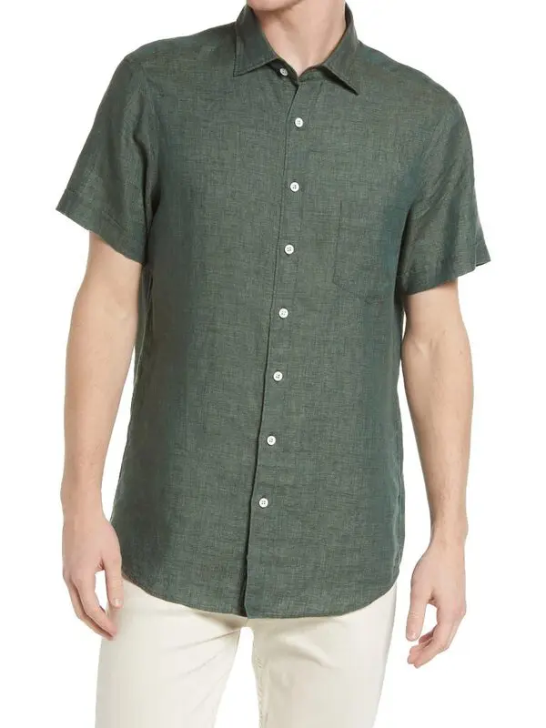 Rodd & Gunn Ellerslie Short Sleeve Linen Button-up Shirt - Forest