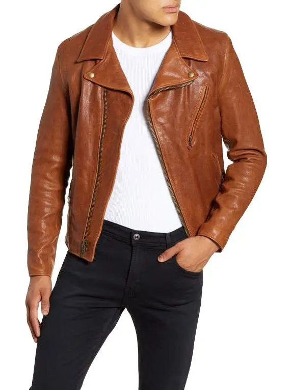 SCHOTT Leather Moto Jacket - Mustang