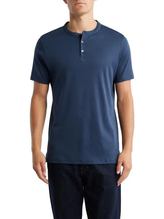 Robert Barakett Georgia Solid Henley Shirt - Blue Night