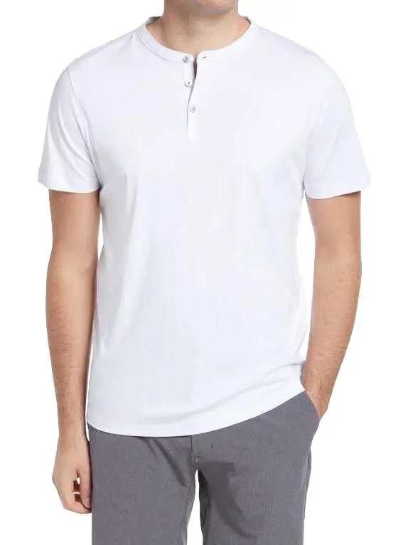 Robert Barakett Georgia Solid Henley Shirt - White