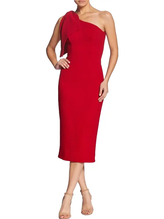 Dress The Population Tiffany One-shoulder Midi Dress - Garnet