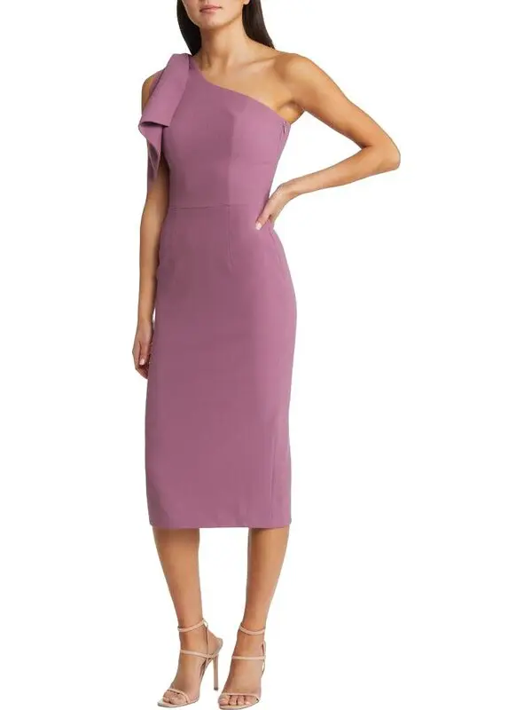 Dress The Population Tiffany One-shoulder Midi Dress - Orchid