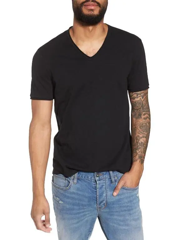 John Varvatos Slim Fit Slub Jersey V-neck T-shirt - Black