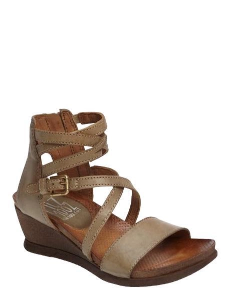 Miz Mooz Shay Strappy Wedge Sandal - Sage Leather