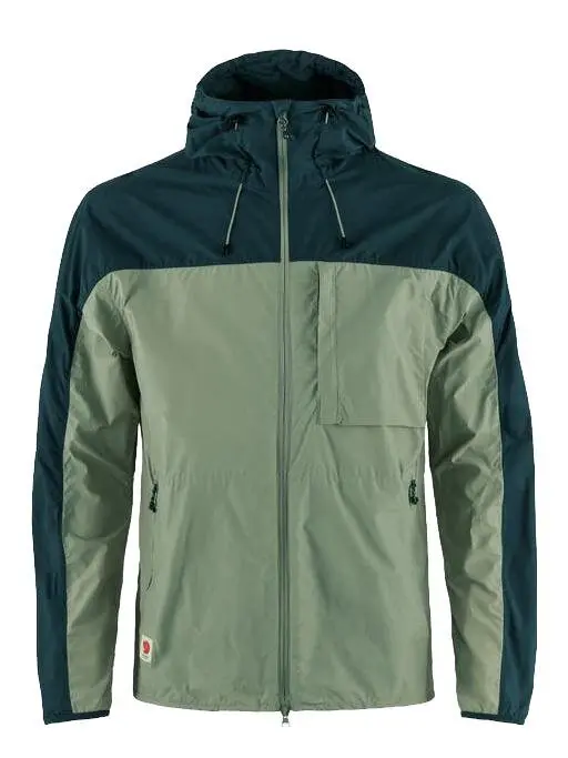 Fjallraven High Coast Hooded Windbreaker Jacket - Patina Green-navy