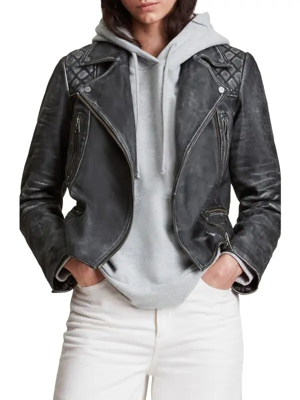 ALLSAINTS Cargo Leather Biker Jacket - Black