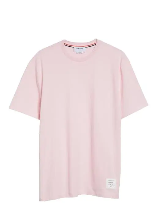Thom Browne 4-bar Back Stripe Piqué T-shirt - 680 Lt Pink
