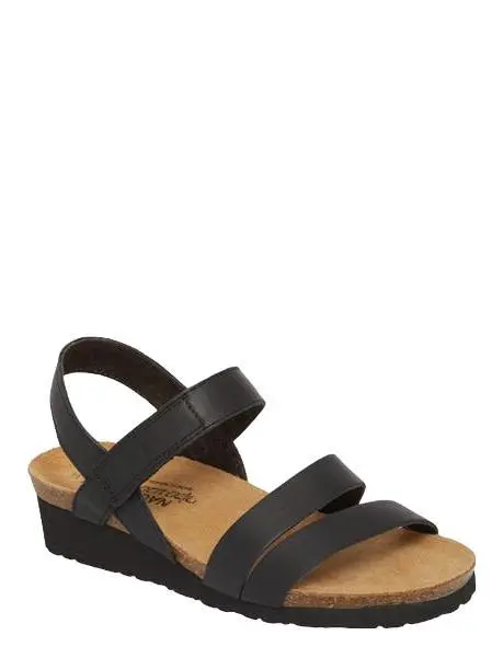 Naot Kayla Wedge Sandal - Black Matte Leather