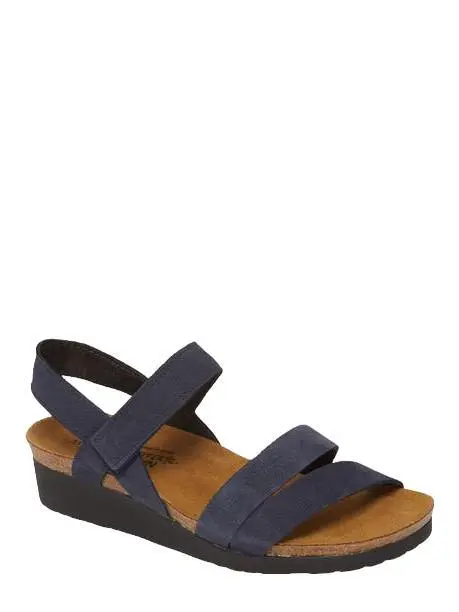 Naot Kayla Wedge Sandal - Navy Velvet Nubuck Leather