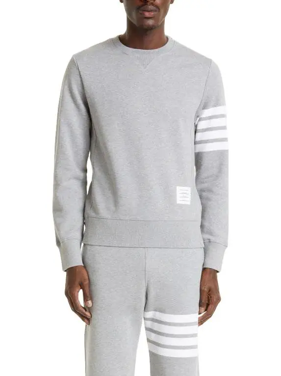 Thom Browne Striped Sleeve Sweatshirt - 068 - Light Grey
