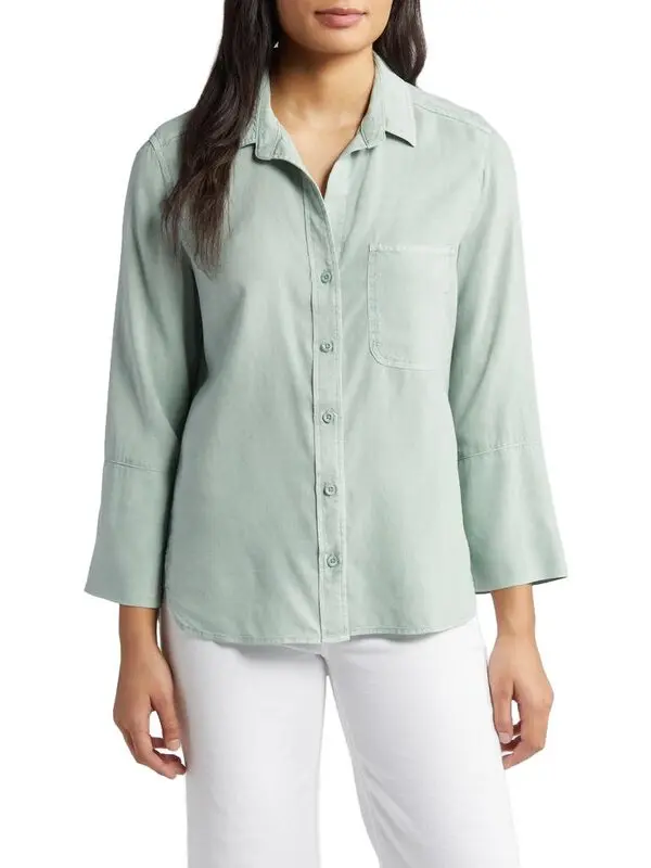 Bella Dahl Shirttail Button-up Shirt - Oasis Green