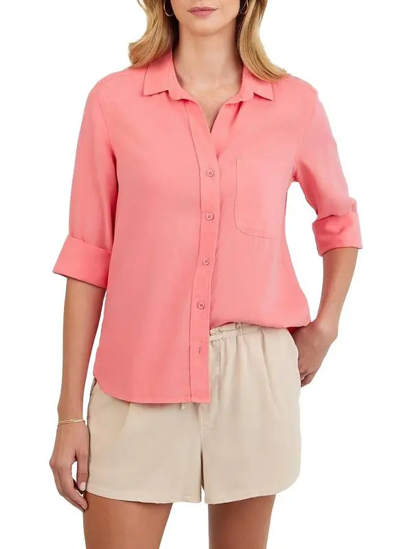 Bella Dahl Shirttail Button-up Shirt - Wild Coral