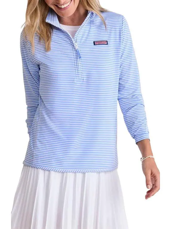 Vineyard Vines Microstripe Sankaty Half Zip Shep Shirt - F Stripe Serenity