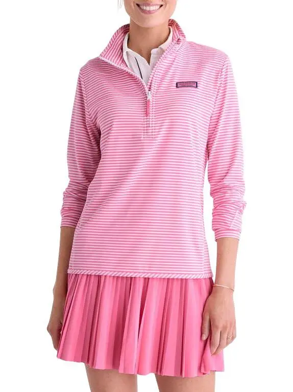 Vineyard Vines Microstripe Sankaty Half Zip Shep Shirt - Stripe Bahama Breeze