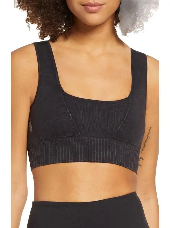 Free People Karma Square Neck Sports Bra - Black