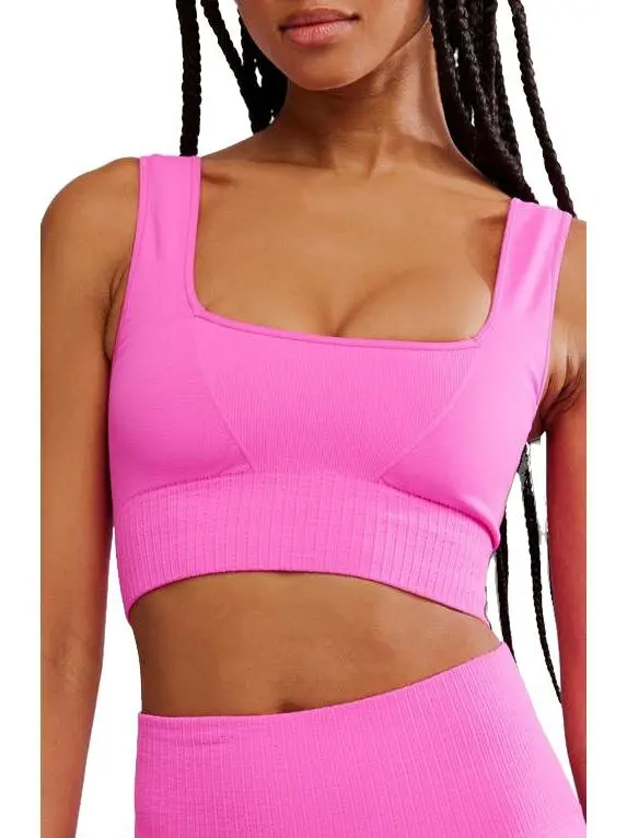 Free People Karma Square Neck Sports Bra - Fuchsia Flirt