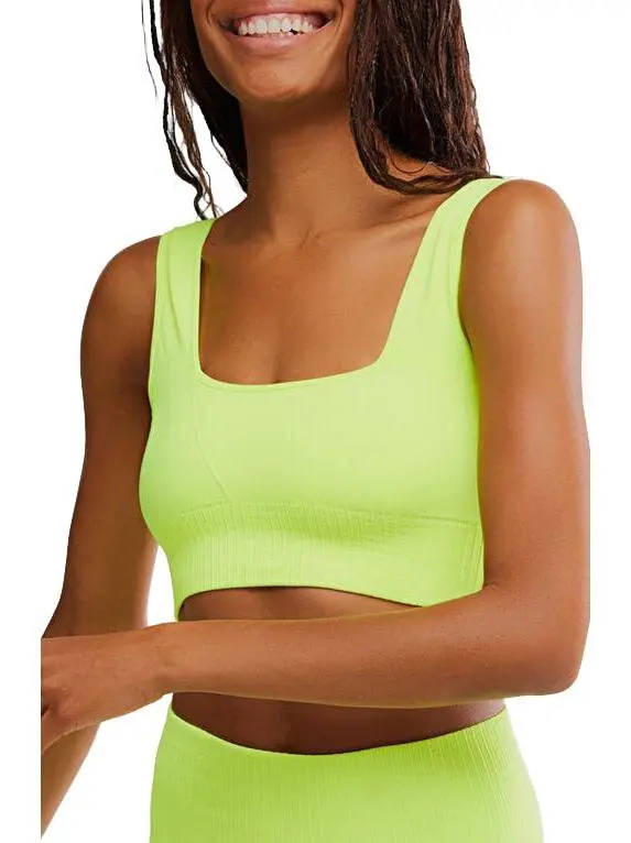 Free People Karma Square Neck Sports Bra - Highlighter