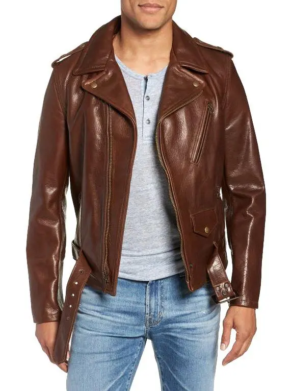 SCHOTT 50s Cowhide Leather Moto Jacket - Brown