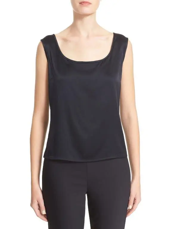 St. John Collection Liquid Satin Round Neck Shell - Cavr Caviar