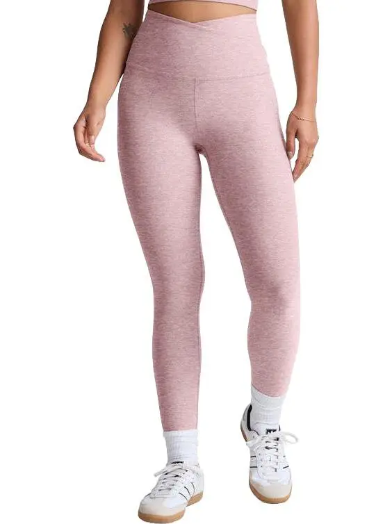Beyond Yoga At Your Leisure Space Dye High Waist Midi Leggings - Blush Blooms Heather