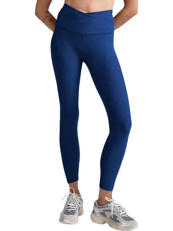 Beyond Yoga At Your Leisure Space Dye High Waist Midi Leggings - Marine Blue Heather