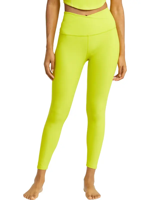 Beyond Yoga At Your Leisure Space Dye High Waist Midi Leggings - True Chartreuse Heather