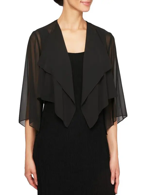Alex Evenings Hanky Bolero Cardigan - Black