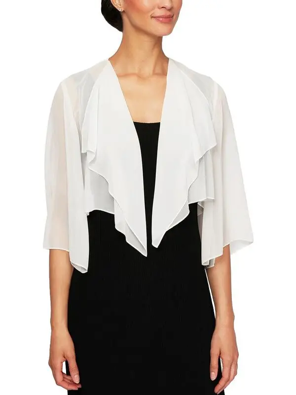 Alex Evenings Hanky Bolero Cardigan - Ivory