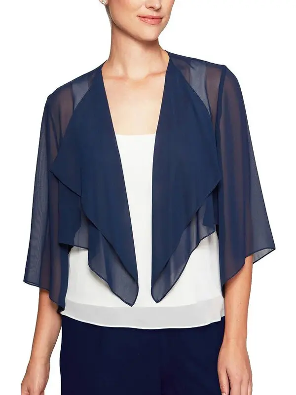 Alex Evenings Hanky Bolero Cardigan - Navy