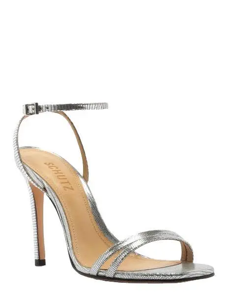 Schutz Altina Ankle Strap Sandal - Prata
