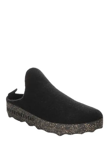 Fly London Come Sneaker Mule - Black Tweed/ Felt