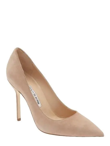 Manolo Blahnik Bb Pointed-toe Pump - Nude Suede