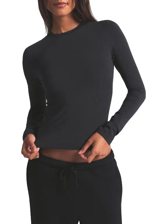SKIMS Stretch Cotton Jersey Long Sleeve T-shirt - Soot