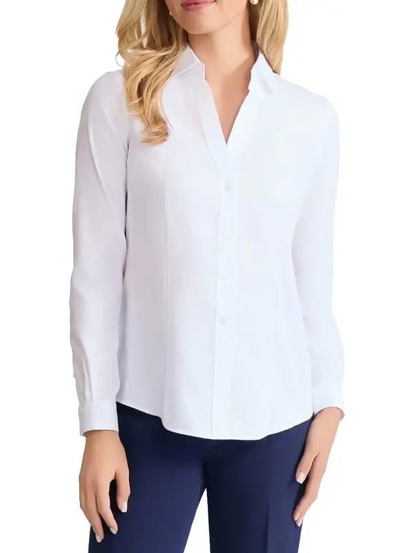 Jones New York Solid Cotton Shirt - White