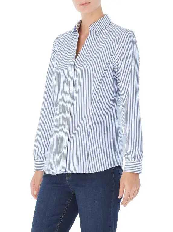 Jones New York Stripe Button-up Shirt - Blue/white