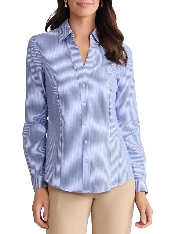Jones New York Stripe Button-up Shirt - Blue/white
