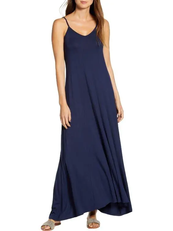 Loveappella Stretch-knit Maxi Dress - Navy