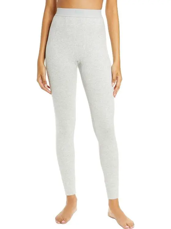SKIMS Stretch Cotton Rib Leggings - Light Heather Gray
