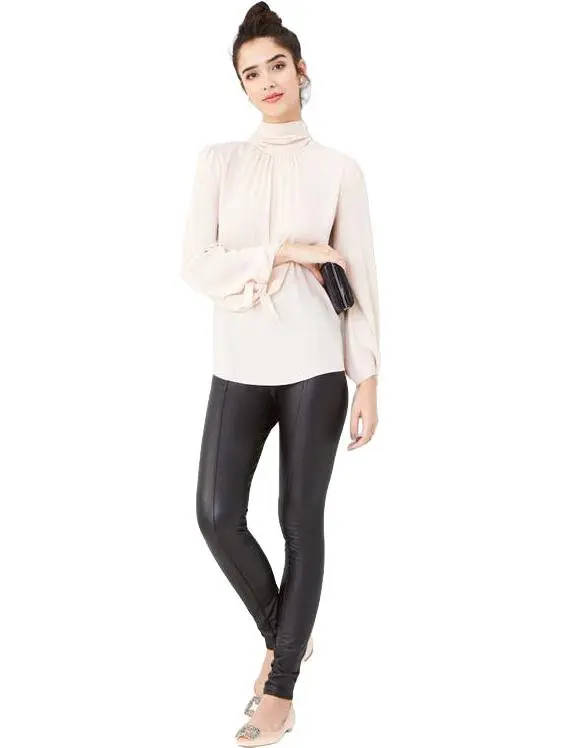 Lyssé High Waist Faux Leather Leggings - Black