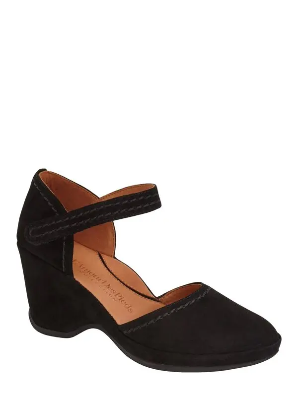 L'AMOUR DES PIEDS Orva Wedge Sandal - Black Suede
